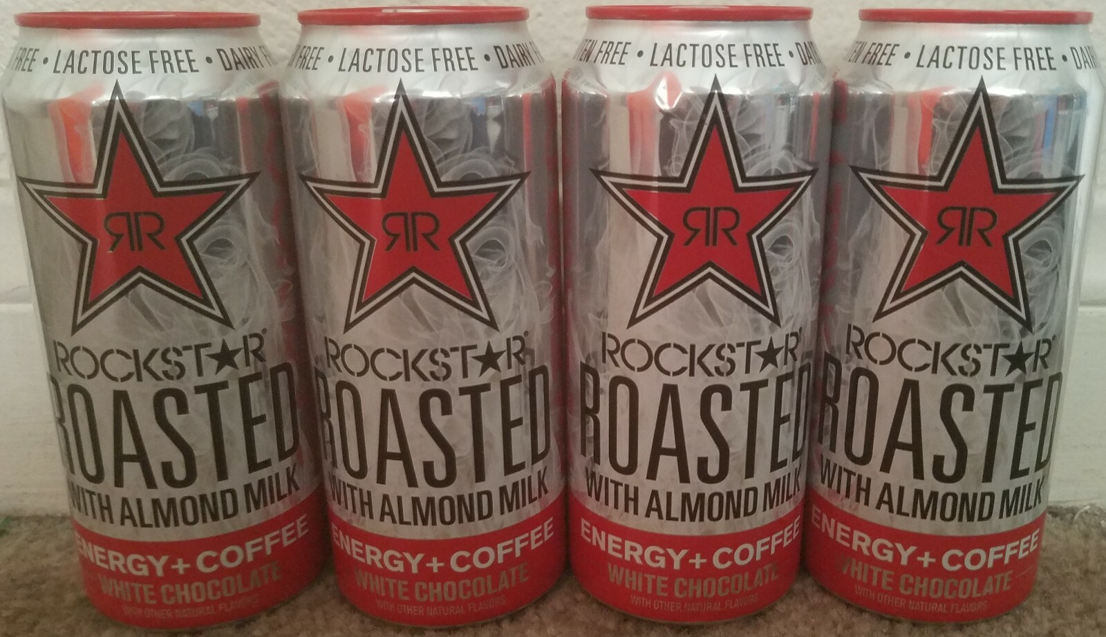 (4) 16 oz. ROCKSTAR Roasted With Almond Milk (Caffe Latte) Energy ...