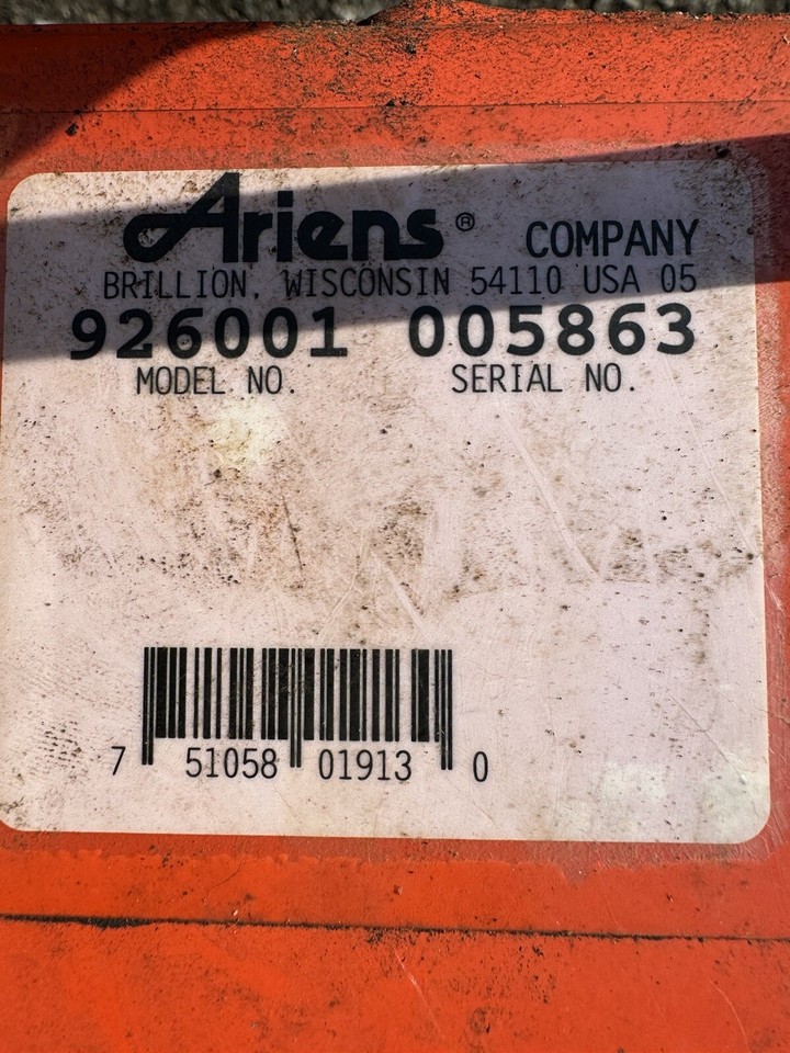 ARIENS 926LE SNOWBLOWER 26” Wheel Axle And Gear 00391500 00371000 | eBay