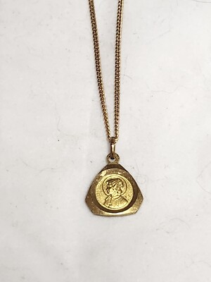 Vintage Gold Plated Engraved Patron Saint Elizabeth Ann Seton Necklace ...