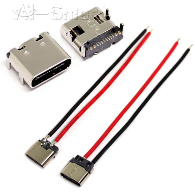 10PCS USB Type-C 2Pin Welding Wire Female Connector Cable / 16pin ...