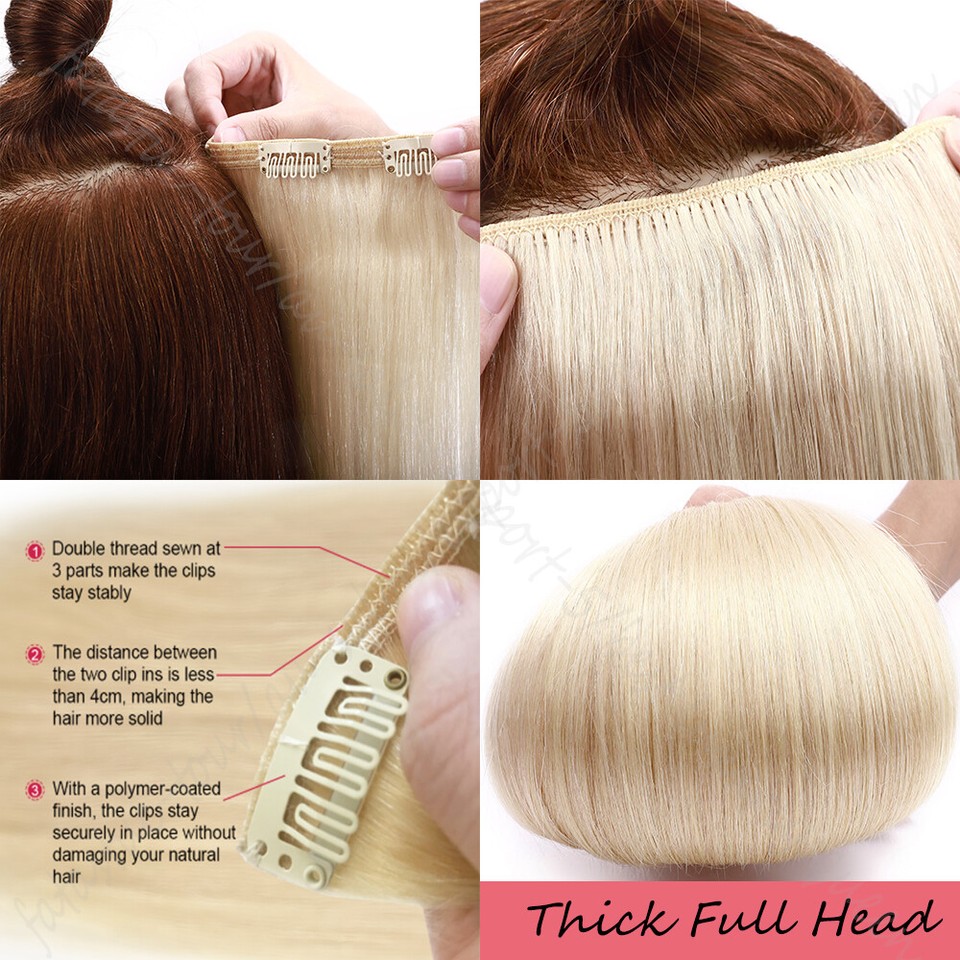 200g Wavy Straight Thick Double Weft Clip In Remy Human Hair Extensions ...