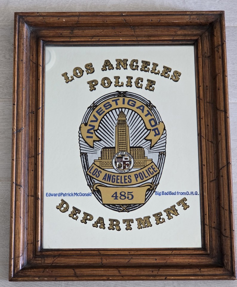 LAPD HAND PAINTED MIRROR CAPTAIN HOOK BUD MC'DONALD RARE 1970's | eBay