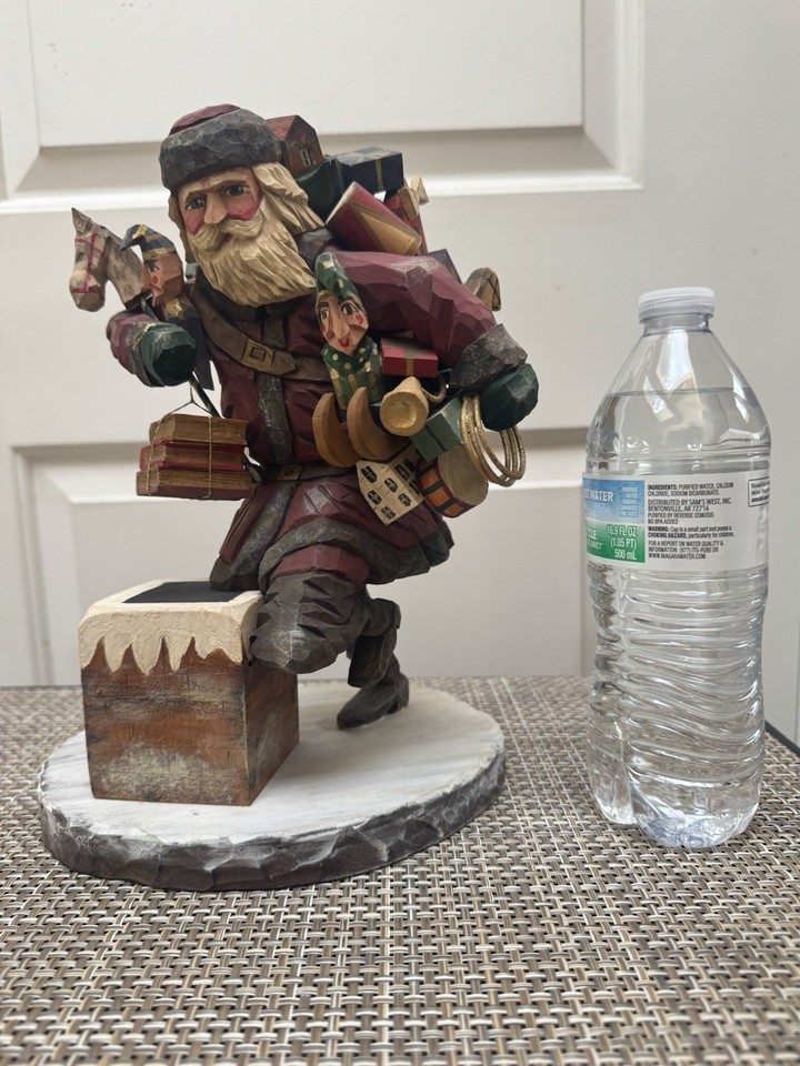 WHIMSICAL WHITTLER 2009 Santa Claus Hand Carved VAUGHN STEPHANIE RAWSON ...