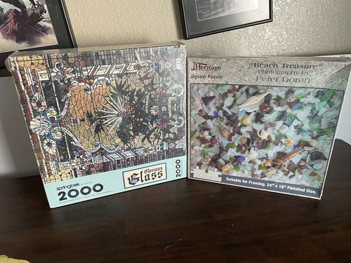 GLORIOUS GLASS-SPRINGBOK Puzzle 2000 & Beach Treasure Puzzle 550 Piece ...