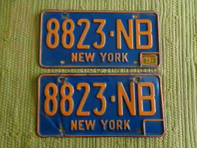 1966 67 68 69 70 71 72 w/73 Reg New York License Plate Pair NY 8823-NB ...