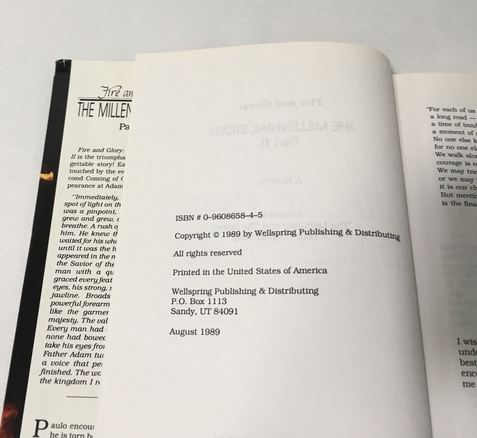 LDS MORMON NOVEL / FIRE & GLORY THE MILLENNIAL STORY PART II / MARSHA ...