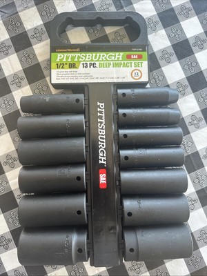 Pittsburgh 61903 13-Piece ½” Drive Impact Metric Socket Set 12 Point ...