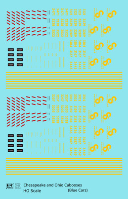 K4 HO Scale Decals Chesapeake and Ohio C&O Blue Caboose Yellow | eBay
