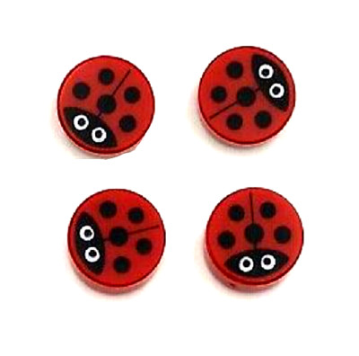 FOUR LEGO LADYBUGS ~ Red 1x1 Round Tiles with Lady bug Printed Pattern ...