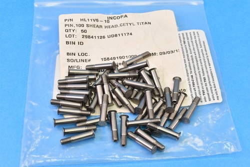 50 Military Hi-Lok Rivet Pin 100° Flush Shear Head HL11V6-10 Titanium ...