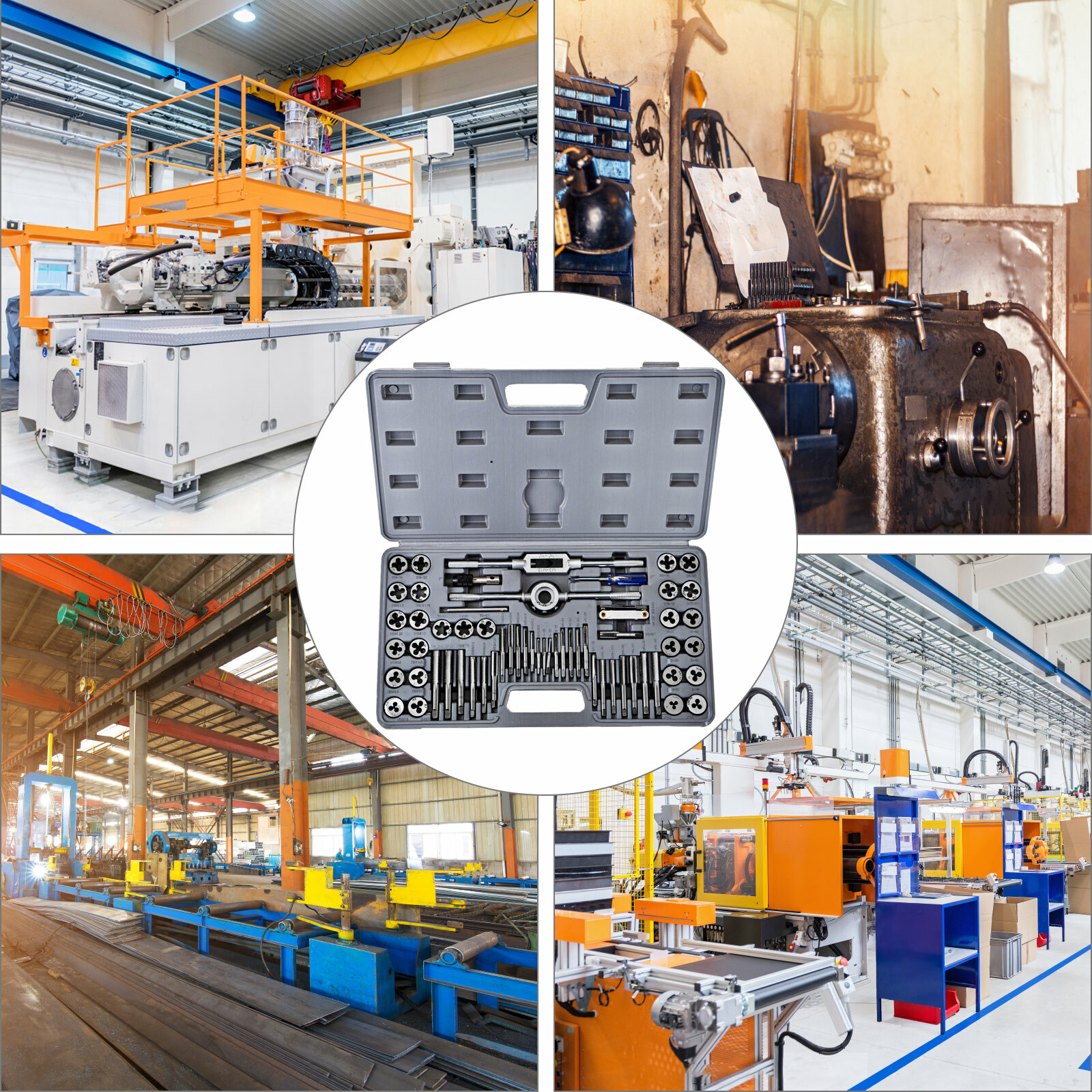 60 Pcs Master Tap and Die Set Coarse and Fine Threads Tools SAE Inch ...