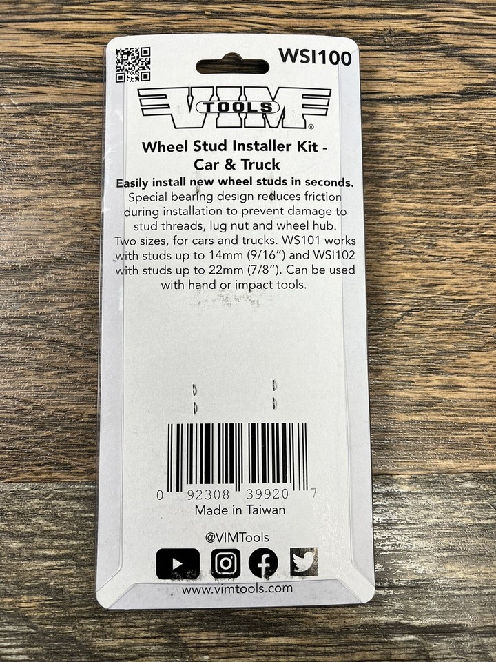 Vim Tools Wheel Stud Installer Kit - Car & Truck WSI100 | Taiwan | 0092308399207