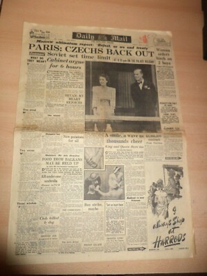 OLD VINTAGE daily mail ORIG 1940S NEWSPAPER 11 JULY 1947 QUEEN ROYALTY ...