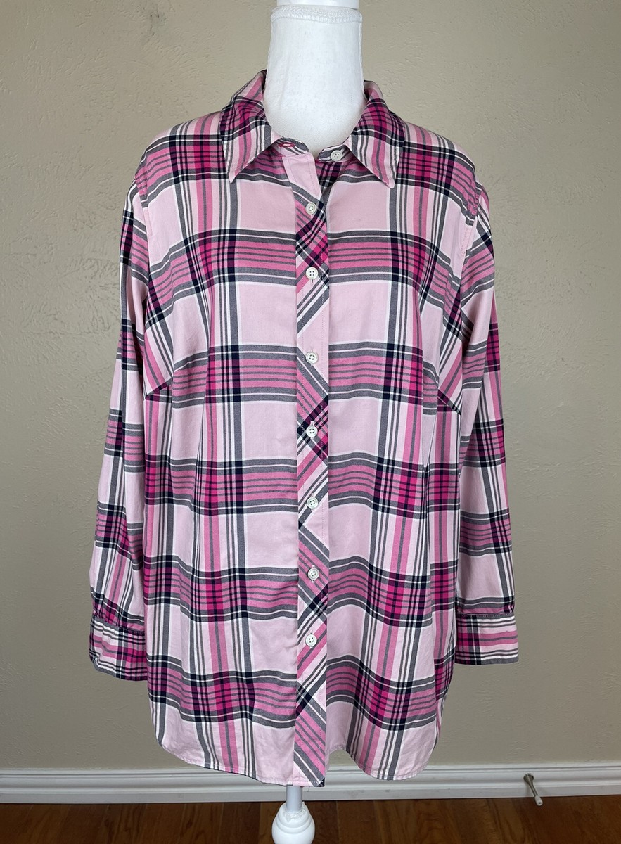 Womens Pink And Black Flannel Shirt Pink Checked Full Sleeves Shirt