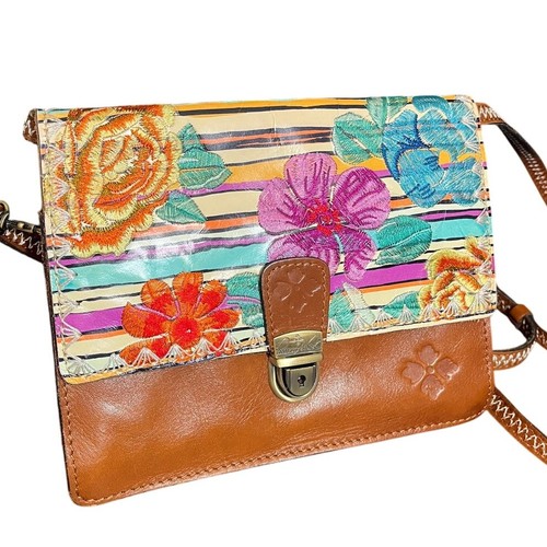 Patricia Nash Spring Multi Lanza Crossbody Bag Multicolor Brown Leather ...