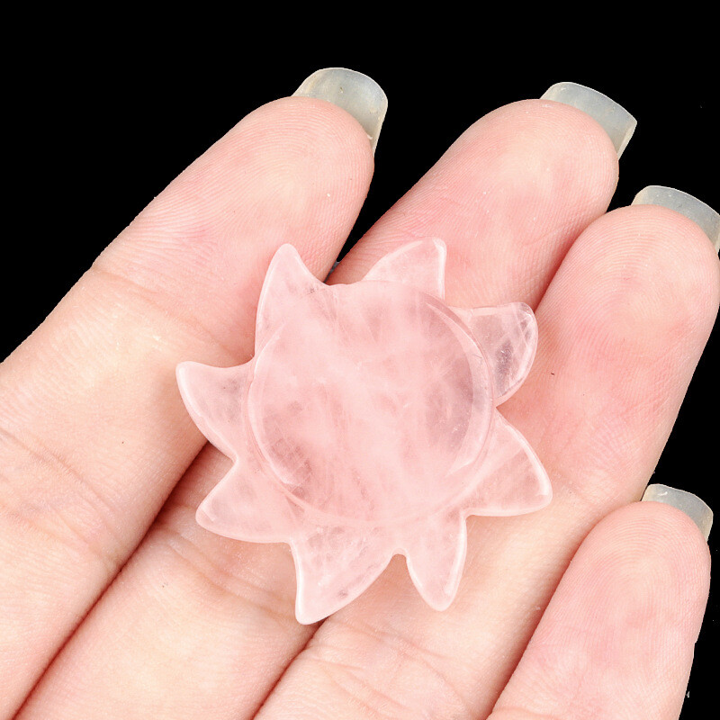 10pcs Rose Quartz Stone Sun Figurine Sculpture Ornament Home Decoration ...