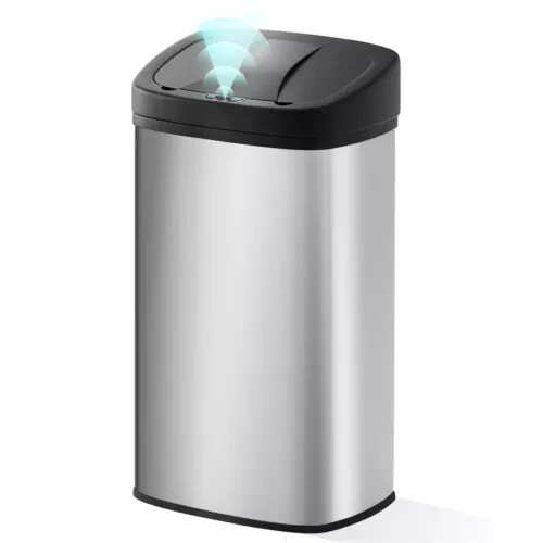 Trash Can Automatic Electronic Trash Can White Touchless Narrow Smart ...