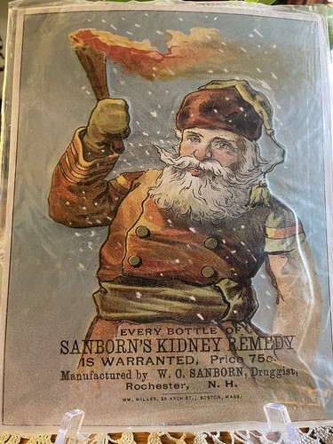 Vtg Sanborn’s Kidney Remedy, Santa, Metal Sign | eBay