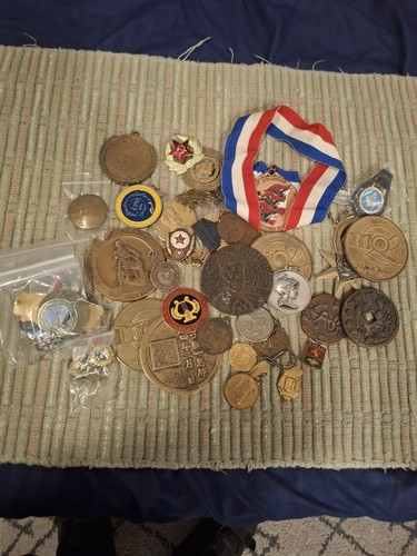 Large Lot of Medals Pins Large Tokens & Other Misc Stuff | eBay
