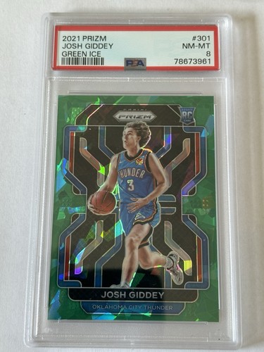 2021 Prizm Josh Giddey RC Green Ice SP PSA 8 Thunder Bulls | eBay