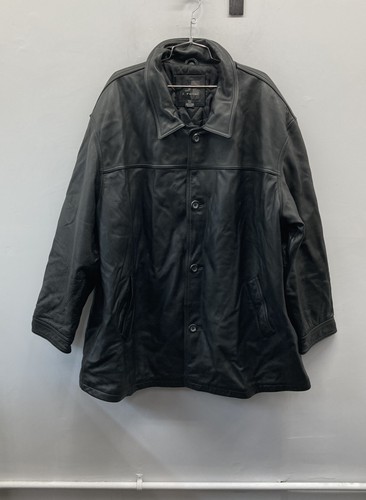 J. Ferrar Black Genuine Leather Quilted Lined Car Coat Jacket Men's 3XL ...