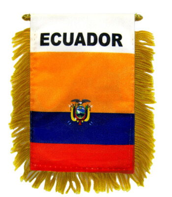 1 Dozen Ecuador Mini Banner Flag 4x6in International Rear view Mirror ...