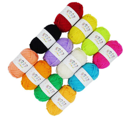 12X Mixed Yarn Wool Job Lot Knitting Crochet Squares Pompom Crafts Toys ...