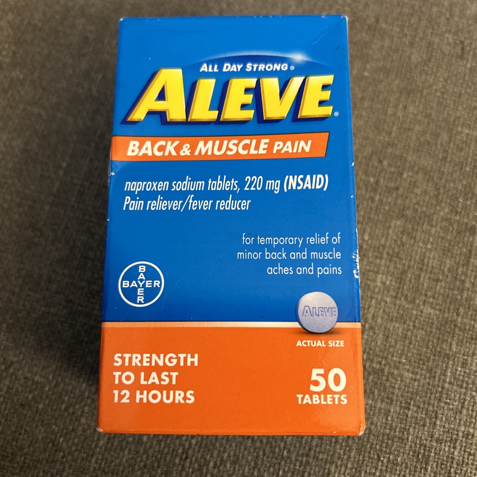 New Aleve Naproxen Sodium Back and Muscle Pain Tablet 50 Count Exp 05/ ...