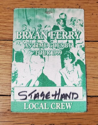 Bryan Ferry Concert Crew Pass Patch As Time Goes By Tour Vintage ...