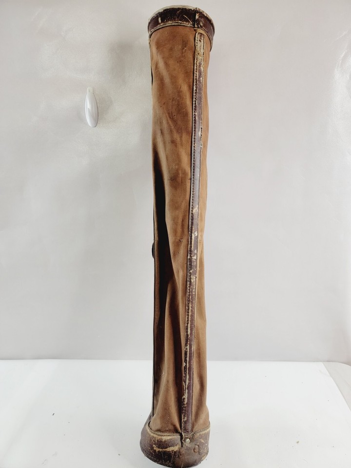 Antique Wooden Shaft Golf Clubs (3) w/ Canvas & Leather Golf Bag - Ted ...