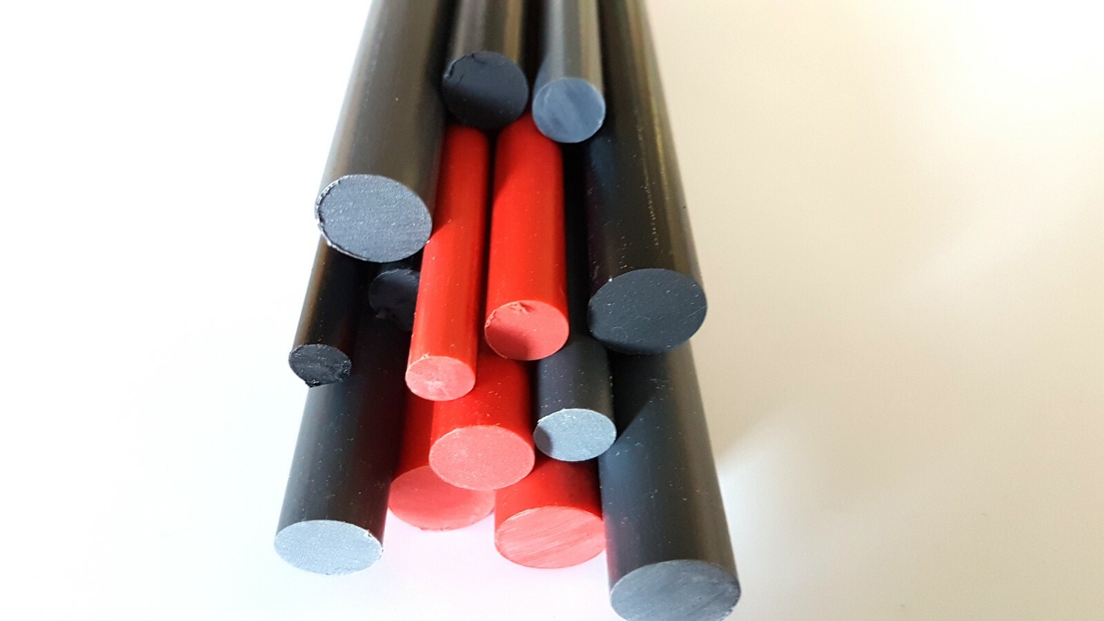 PVC Plastic Round Rod Bar Red, Black, Grey 6 to 25mm Diameter, 50 to ...
