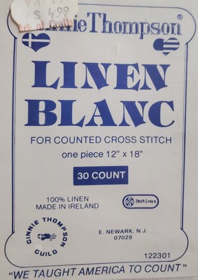 Ginnie Thompson Irish linen 30 count 12"x18" off-white NEW | eBay