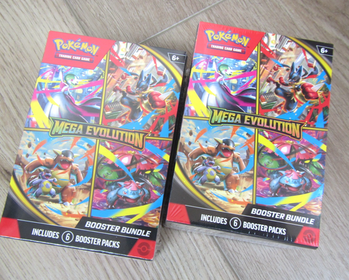2 NEW SEALED POKEMON MEGA EVOLUTION BOOSTER BUNDLE 6 PACKS BOX TCG ...