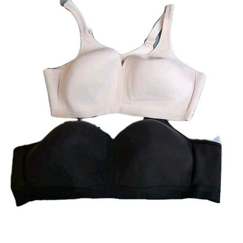 2 Womens Cacique Simply Wire free Bra 50D Black/beige Full coverage bra ...