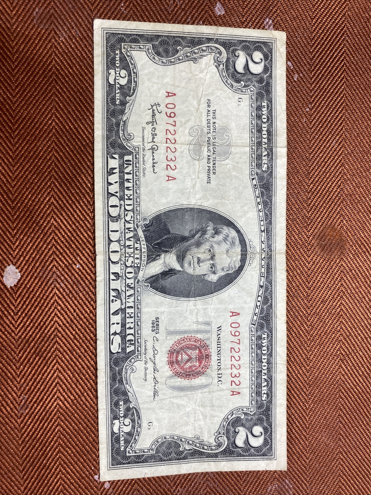 Super Rare 2 Dollar Bill from 1963 with Red Seal And Red numbers | eBay