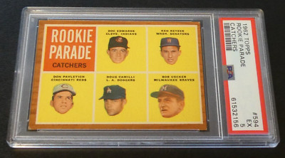1962 Topps Rookie Parade Catchers Bob Uecker #594 Baseball Card PSA 5 ...