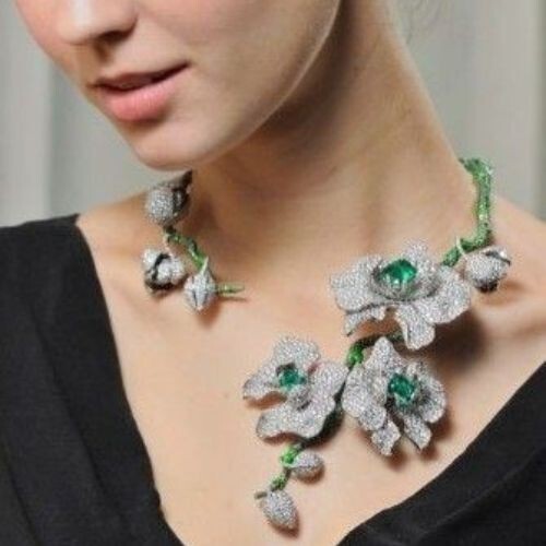 Syn Emerald Front Open Necklace 925 Sterling Silver Evening Party ...