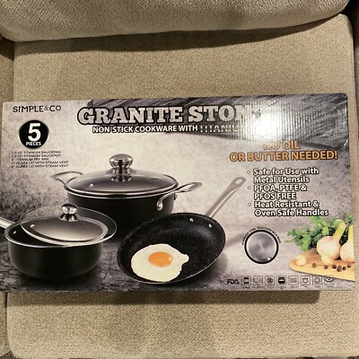 Granite Stone non-stick cookware with Titanium- 5 pieces | eBay