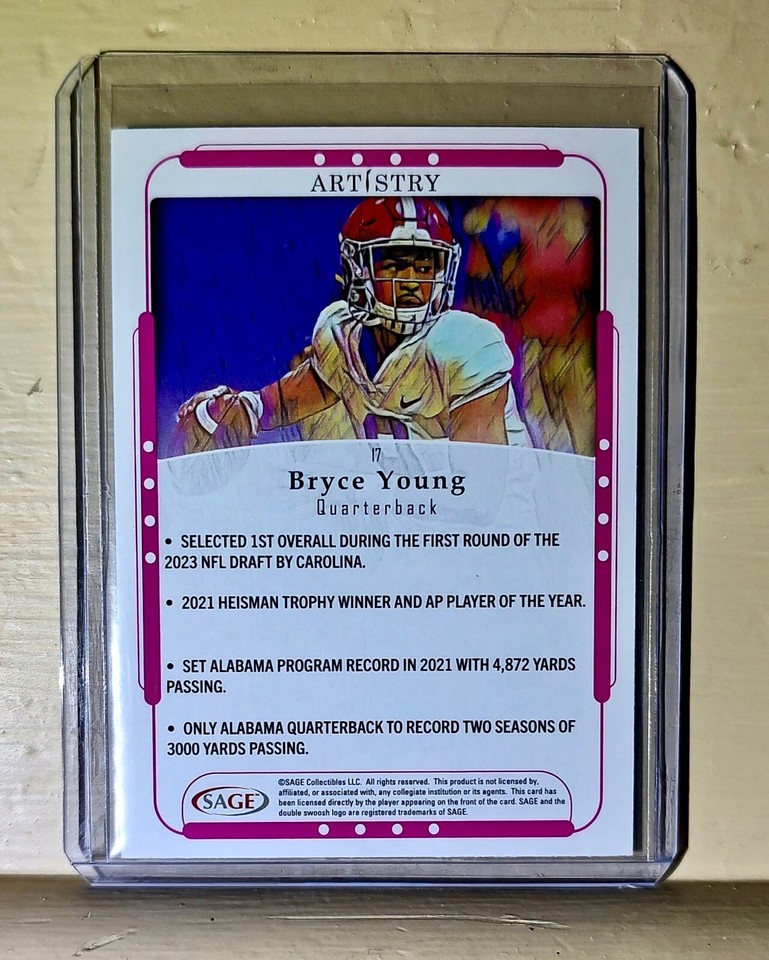 Bryce Young 2023 SAGE NFL Artistry Football #17 Card | eBay