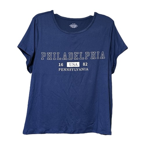 Philadelphia Pennsylvania 5B Style Womens Blue Stretch Tee Top Size 2 ...