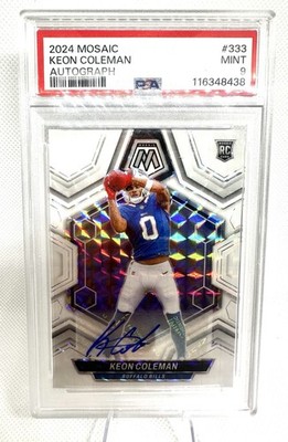 2024 Mosaic White Auto SSP PSA 9 Pop. 40 Rookie Keon Coleman | eBay