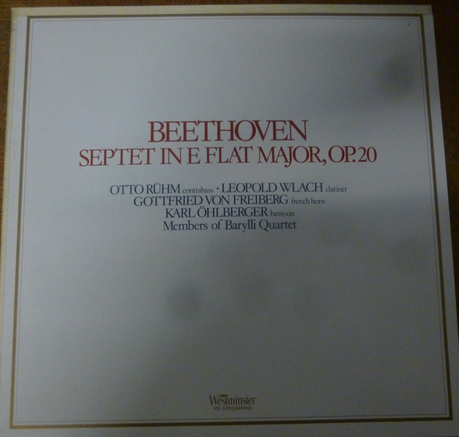 LEOPOLD WLACH - members of BARILLY QUARTET / BEETHOVEN septet ...