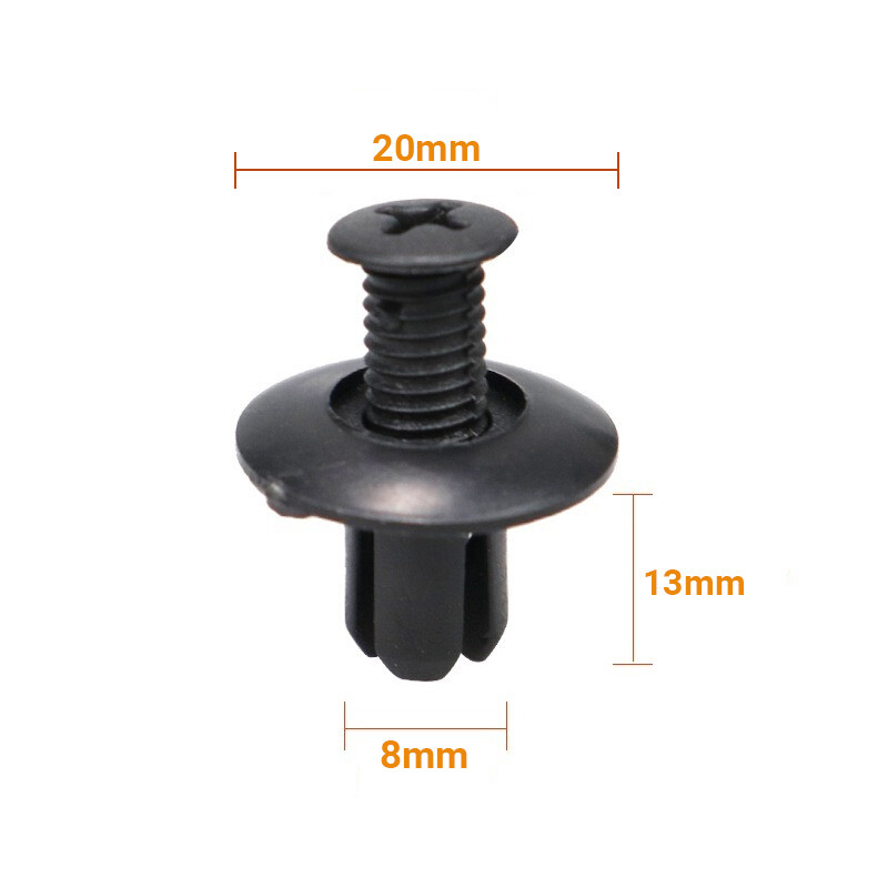 100pcs 8mm Plastic Car Screw Scrivet Clips Interior Trim Panel Clips ...