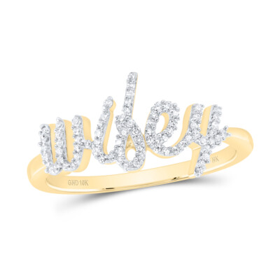 Wifey Ring 10K Yellow Gold Diamond Script Ring 1/6 Cttw Natural ...