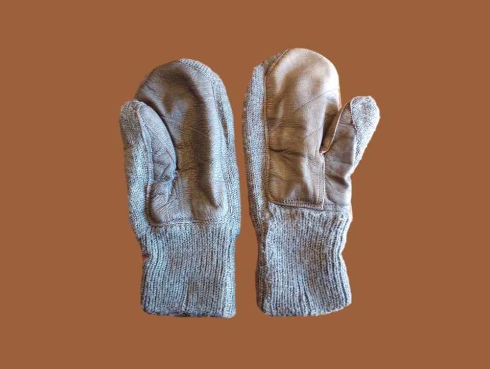 SWISS MILITARY WOOL MITTENS ARMY COLD WEATHER LEATHER PALMS SURPLUS | eBay