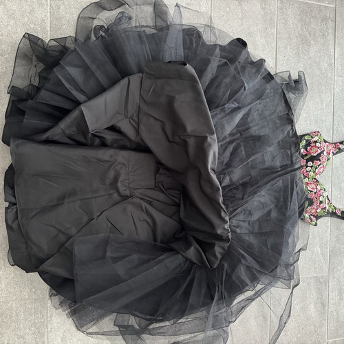 Fairycore Whimsygoth black floral rhinestone Princess prom dress ...