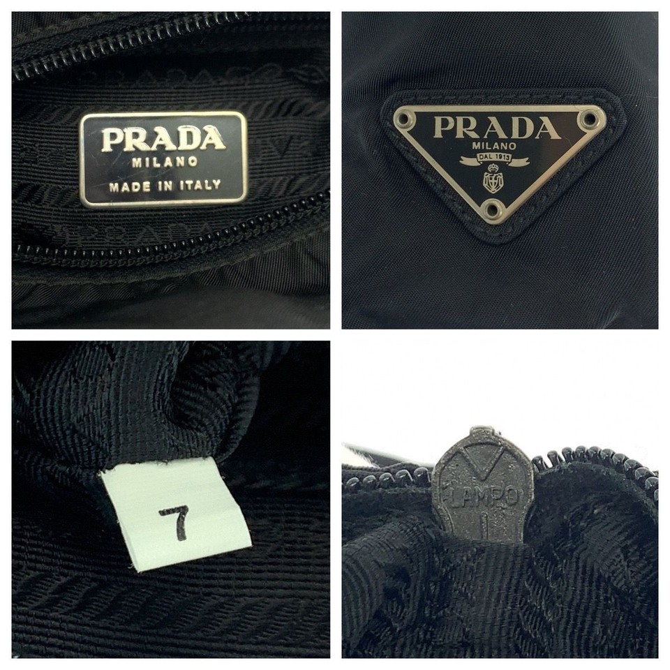 Borsa PRADA Tessuto Tri-Fold Logo in pelle nera usata dal Giappone | eBay