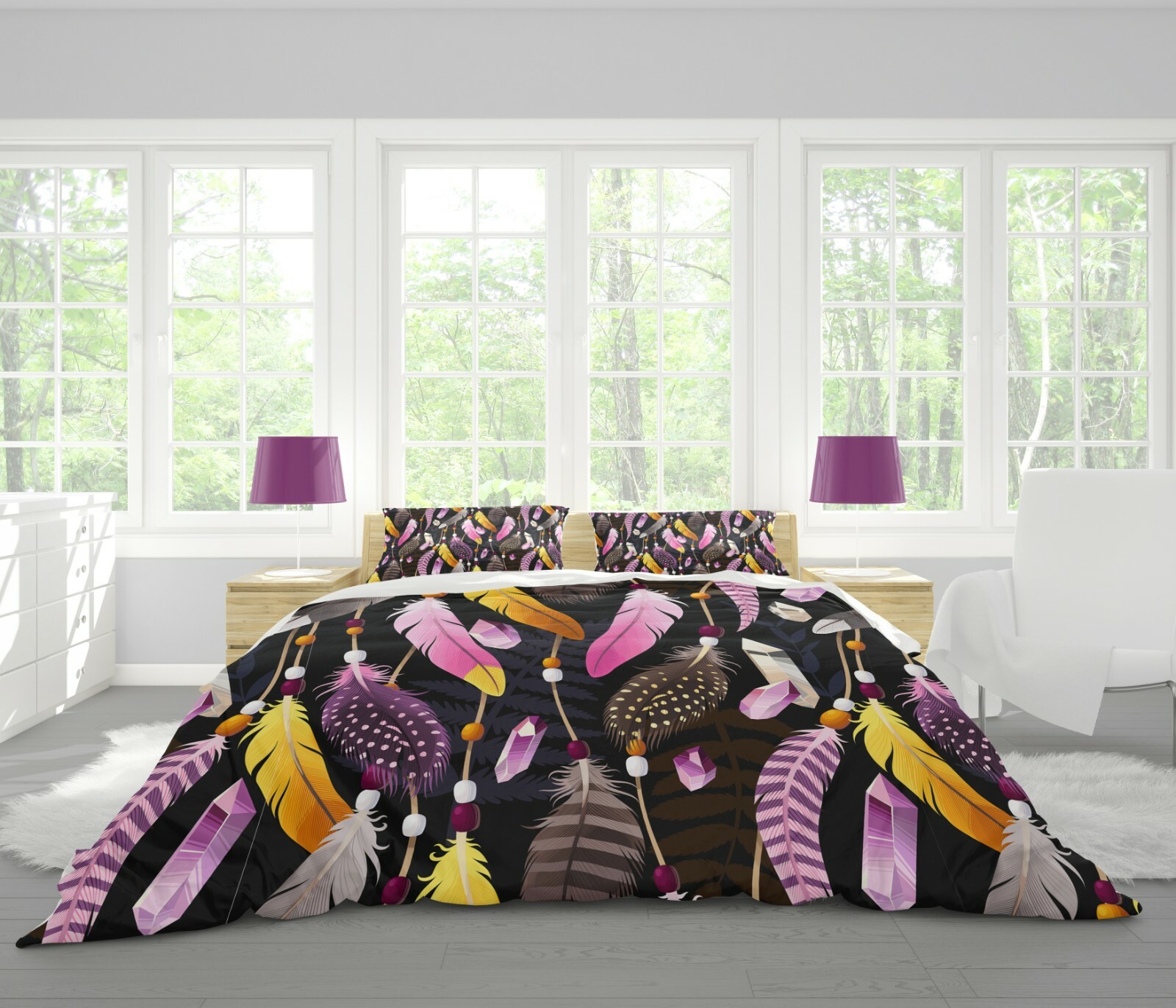 Feather and Amethyst Comforter or Duvet Cover spiritual bedding yoga ...