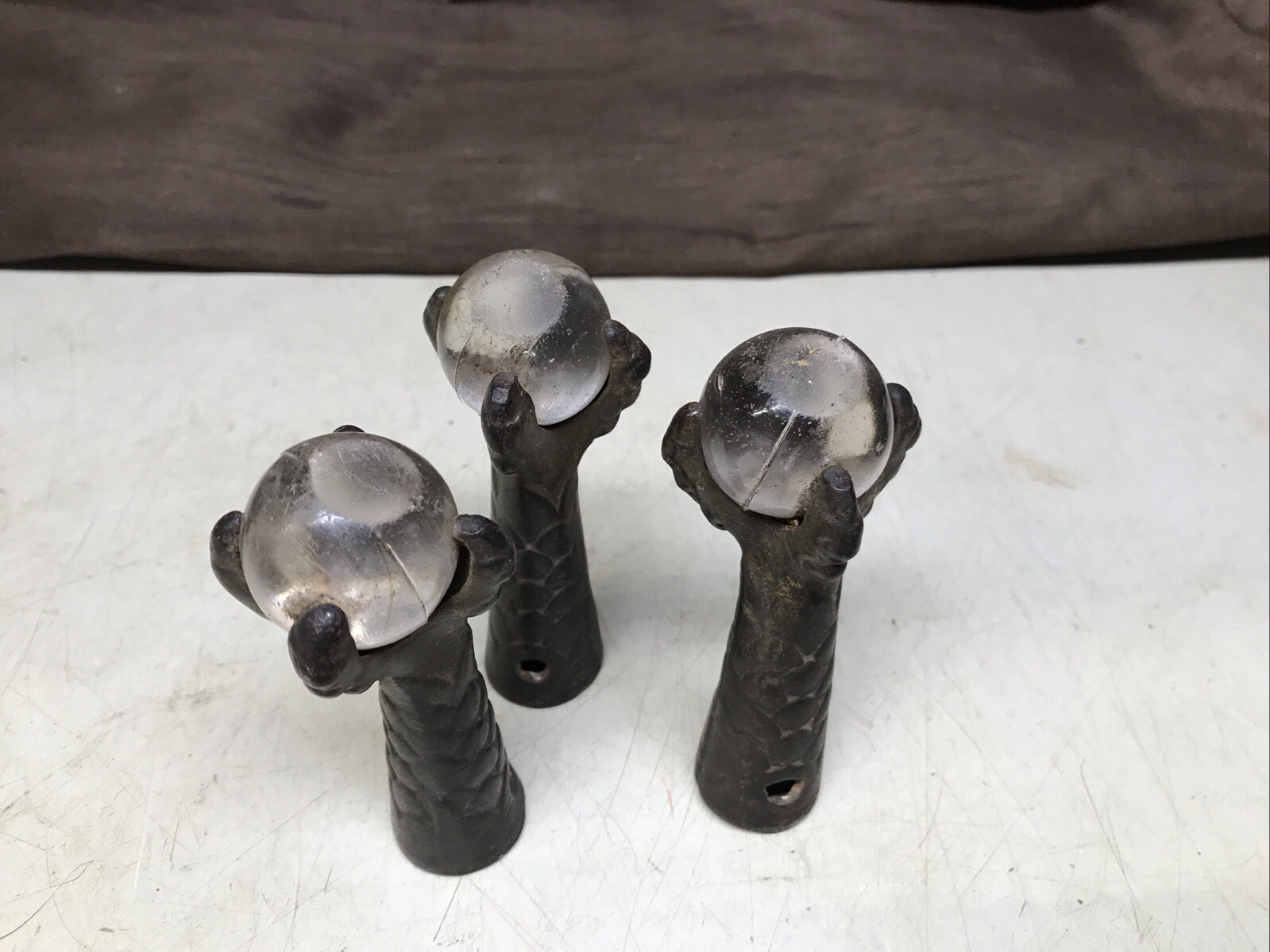 Antique Cast Iron Claw and Glass Ball Table Leg Piano Stool Feet, Set ...