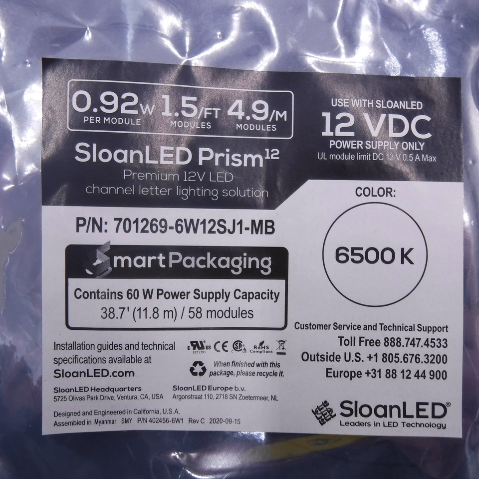 38.7' SloanLED Prism12V 6500K White Channel Letter 58 Modules 701269 ...